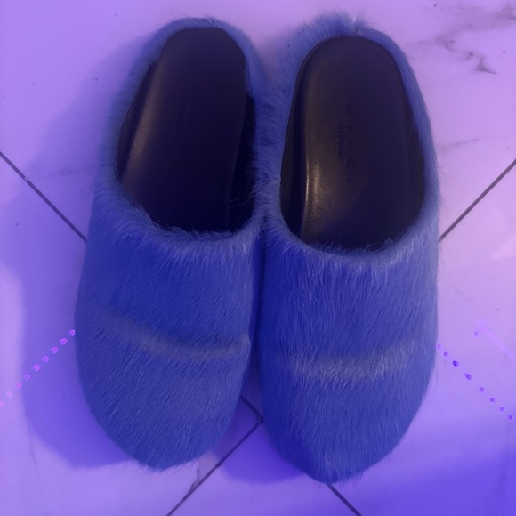 Marni | Shoes | Marni Blue Faux Fur Womens Slippers | Poshmark